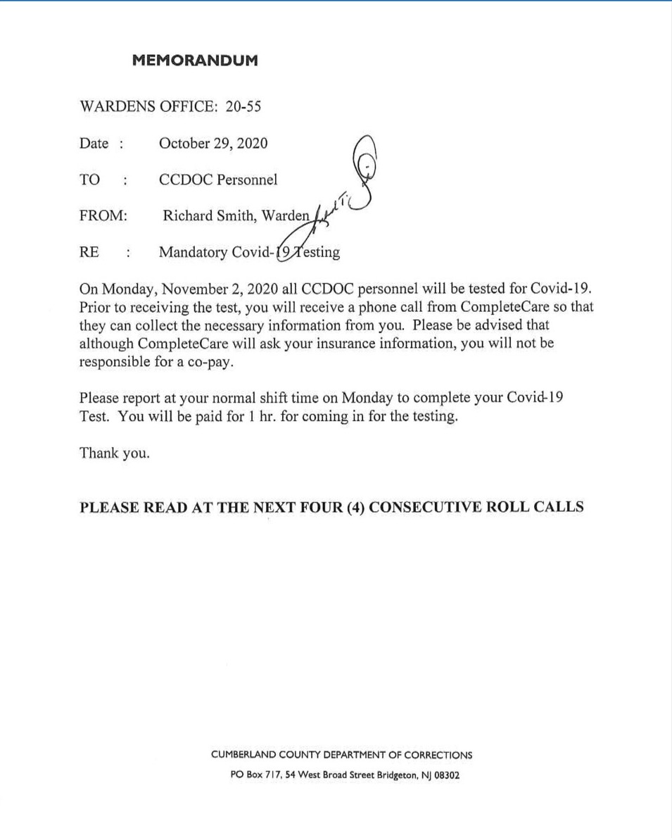 PBA LOCAL 231: COVID CASES SPIKE IN WARDEN SMITH’S JAIL - Insider NJ