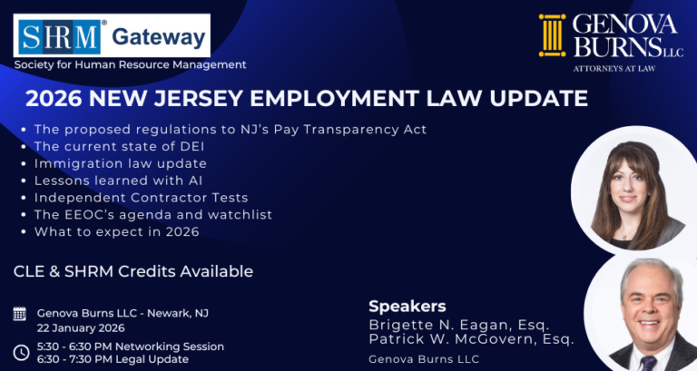 Genova Burns LLC and SHRM Gateway Invitation to Update on NJ Employment ...